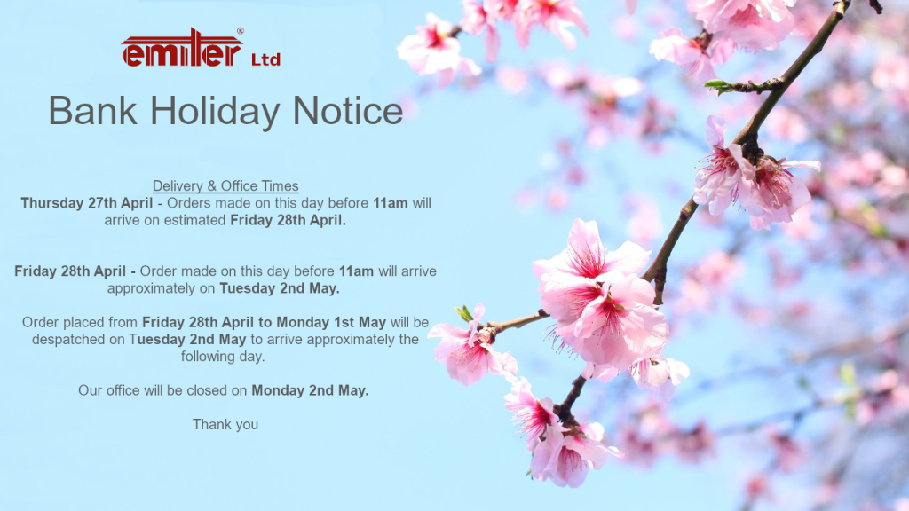 bank holiday notice | Emiter